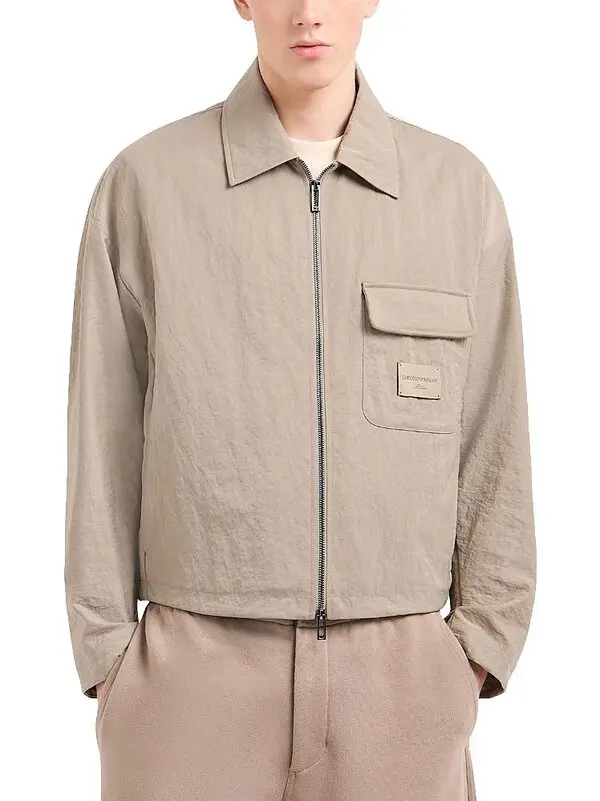 Emporio Armani Regular Fit Nylon Trucker Jacket - Beige