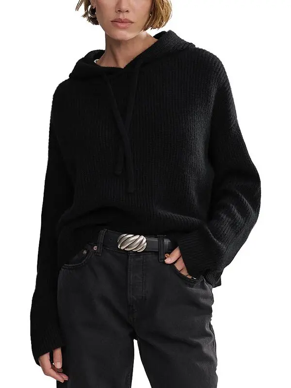 Jenni Kayne Cashmere Fisherman Hoodie - Black