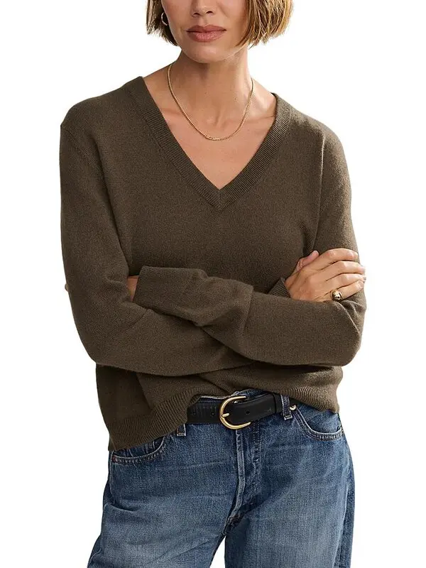 Jenni Kayne Flynn Cashmere V-neck Sweater - Greenstone
