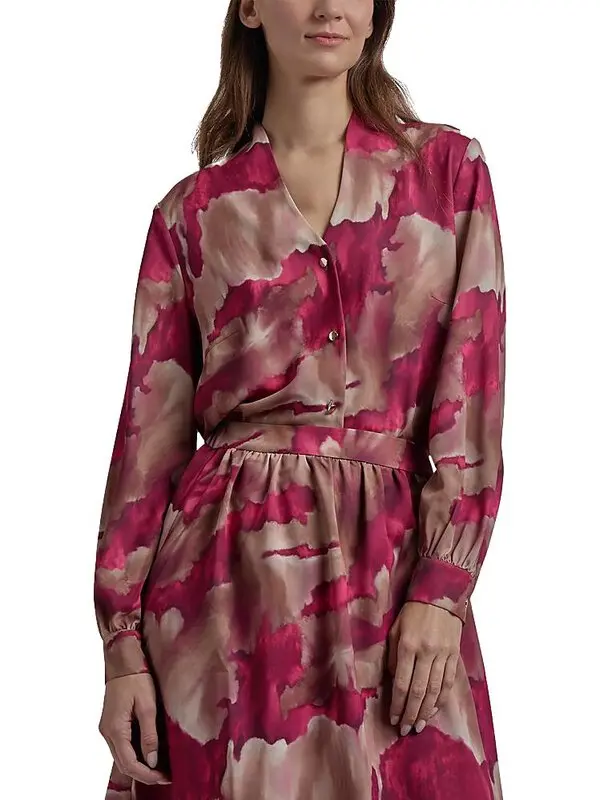Misook Watercolor Print Blouse - Pink