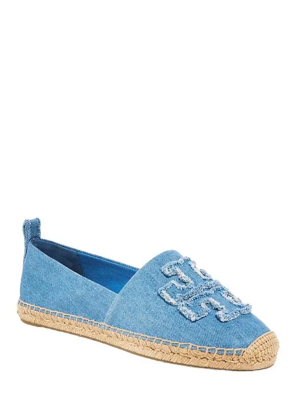 Tory Burch Double T Espadrille Flats - Denim
