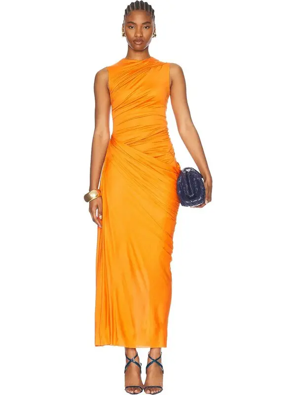 Alexander McQueen Jersey Midi Dress - Bright Orange