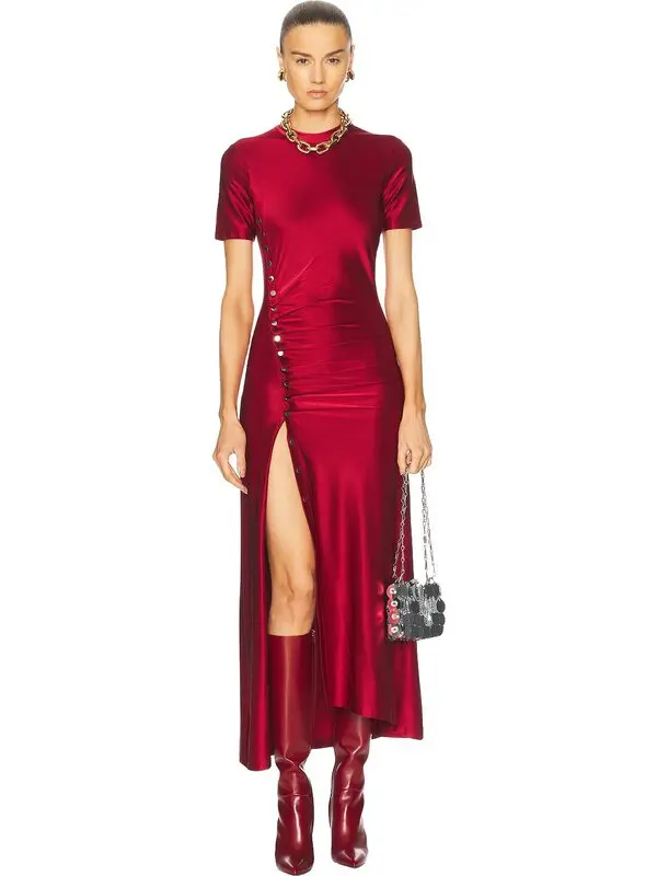 Rabanne Short Sleeve Midi Dress - Scarlet Red
