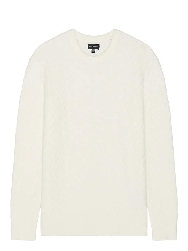 Club Monaco Boucle Half Diamond Crewneck Sweater - Ivory Marshmallow