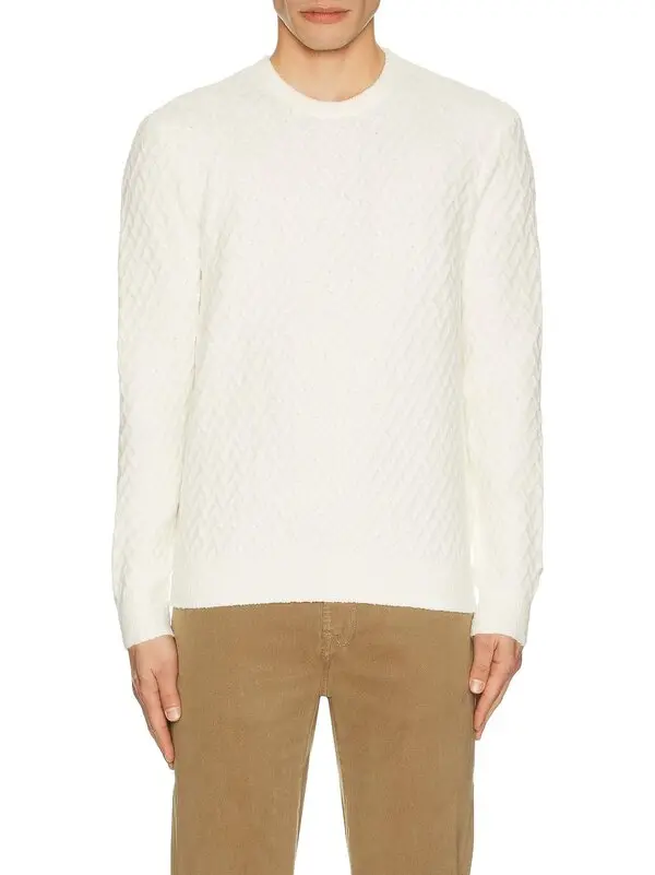 Club Monaco Boucle Half Diamond Crewneck Sweater - Ivory Marshmallow