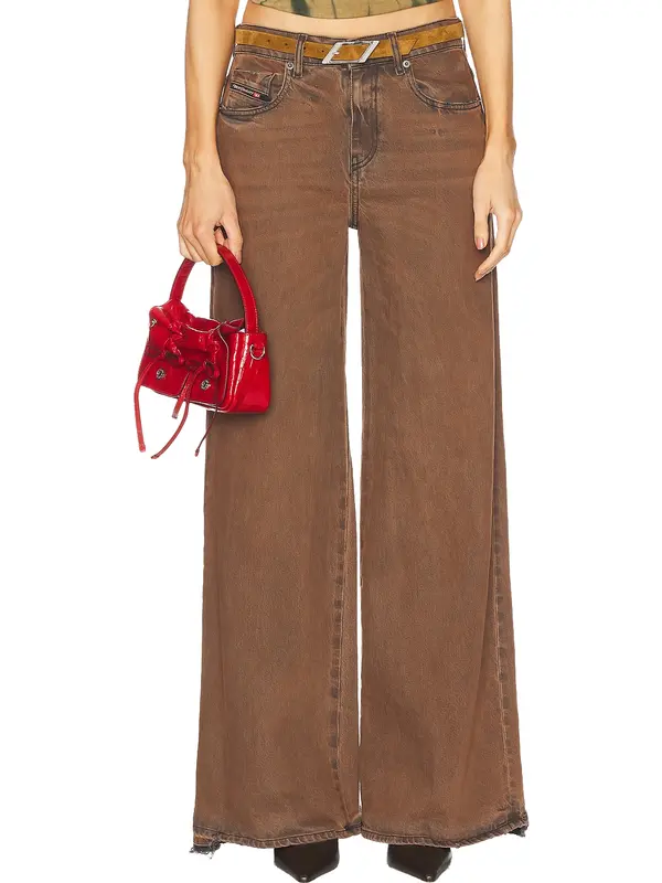 DIESEL Mid-rise Wide Leg Jeans - Brown