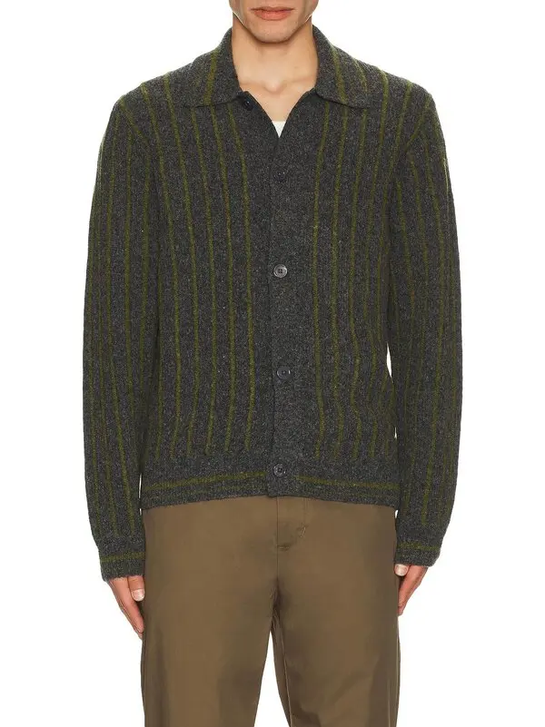 Nn07 Darren Polo Cardigan - Medium Grey Melange