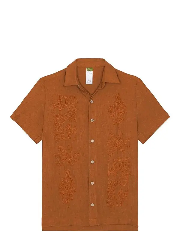 Agua Bendita Jack Shirt In Metallic Copper - Coral