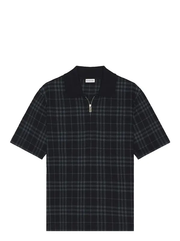 Burberry Check Jacquard Polo In Black - Ink Check