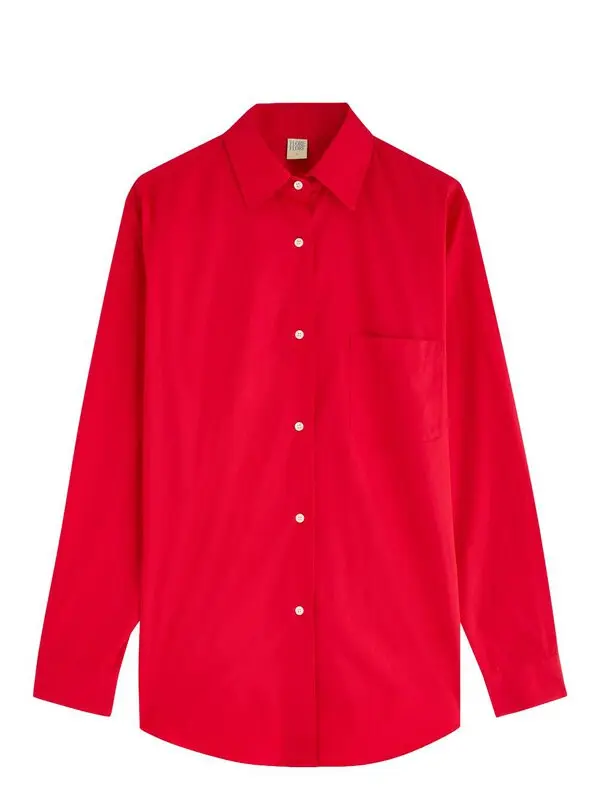 FLORE FLORE Zoë Cotton-poplin Shirt - Red