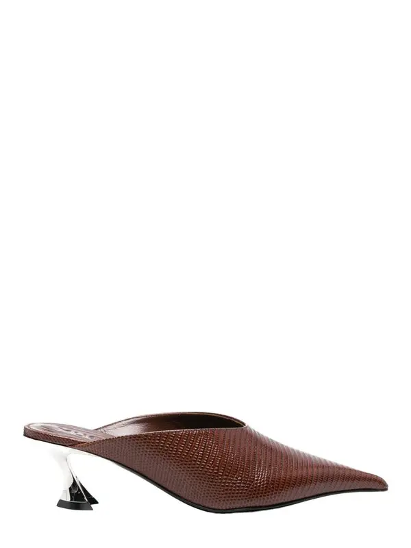 MUGLER 65mm Lizard-effect Mules - Brown