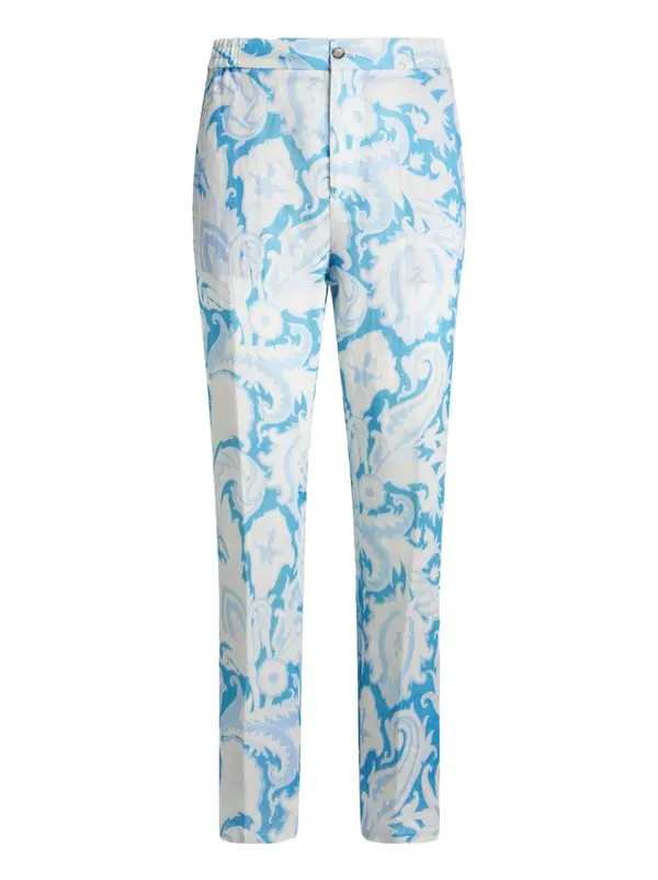 Etro Paisley-print Trousers - Blue