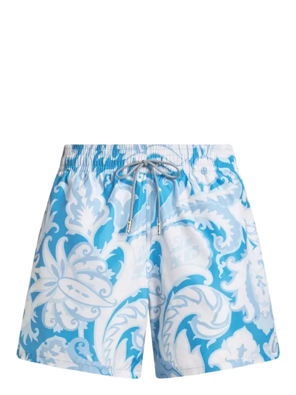 Etro Floral-print Swim Shorts - Blue