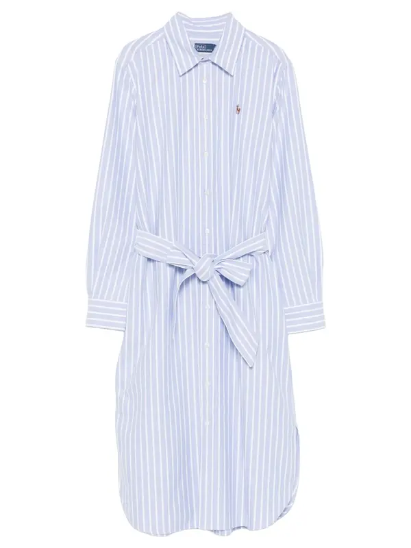 Polo Ralph Lauren Striped Cotton Midi Shirt Dress - Blue