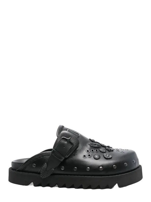 TOGA VIRILIS Studded Slippers - Black