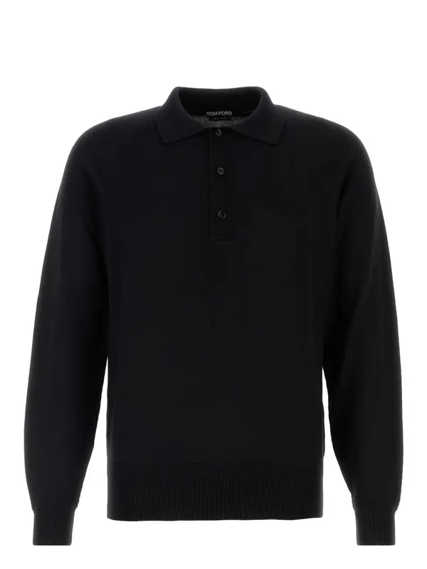 TOM FORD Knitted Polo Sweater - Black