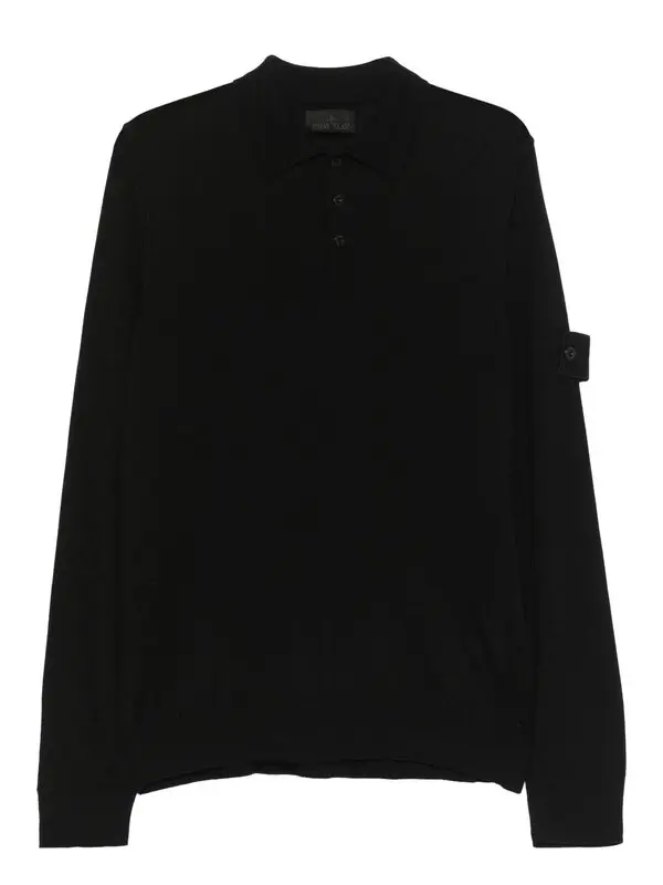 Stone Island Compass-badge Polo Sweater - Black