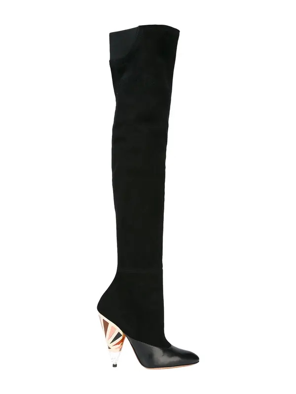 Givenchy Printed Heel Over-the-knee Boots - Black