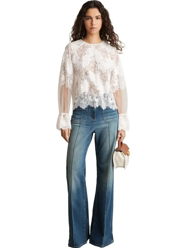 REISS Emilia Lace Blouse - Ivory
