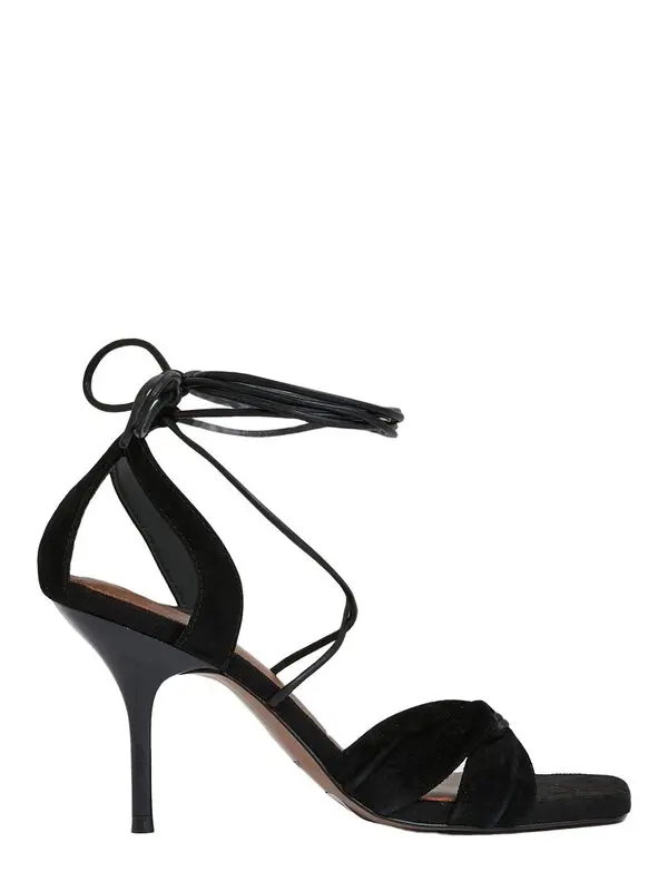 REISS Alexis Suede Heeled Sandals - Black