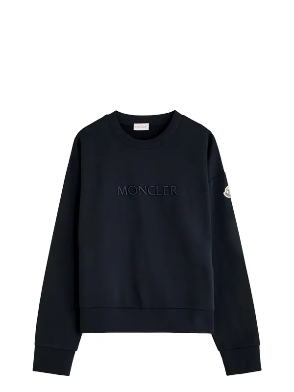 Moncler Logo-embroidered Cotton Sweatshirt - Navy