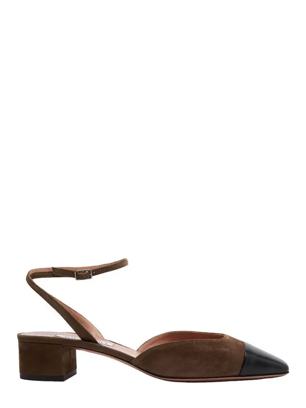 AQUAZZURA French Flirt 35 Panelled Suede Pumps - Brown