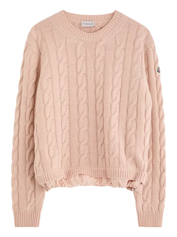 Moncler Cable-knit Wool-blend Jumper - Pink Light