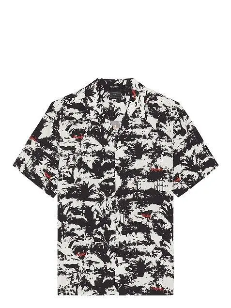 Ksubi Palm Tree Resort Short Sleeve Shirt In Black - Multi Color