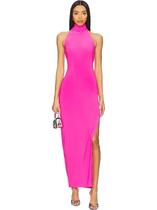 Norma Kamali X Halter Turtleneck Gown - Orchid Pink