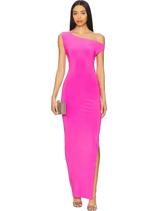 Norma Kamali X Drop Shoulder Fitted Gown - Orchid Pink