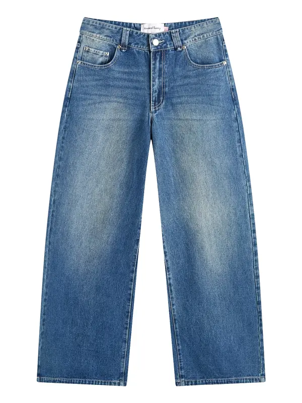 HOUSE OF SUNNY Low Rise Wide Leg Jeans - Blue Wash