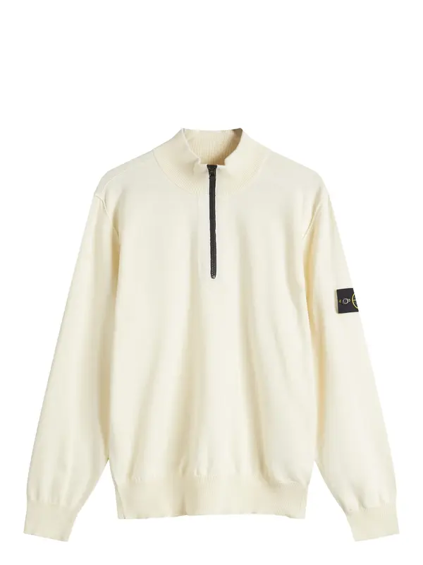 Stone Island Organic Soft Cotton Half Zip Knit - Ivory