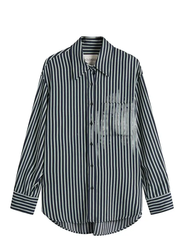 Closed Oversized Striped Shirt - Dark Night