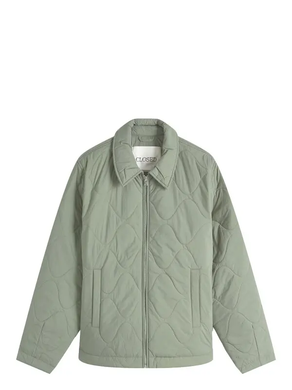 Closed Short Quilted Jacket - Faded Green