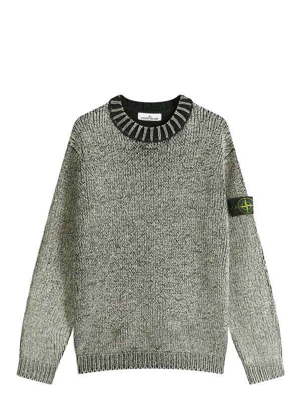 Stone Island Hand Printed Crew Neck Jumper - Black