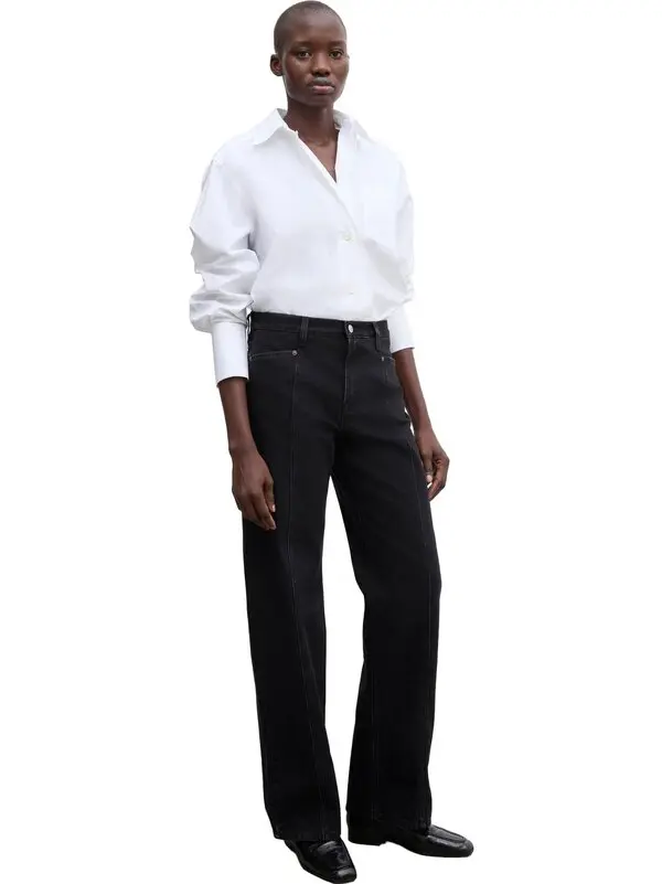 HOUSE OF DAGMAR Loose Fit Organic Cotton Wide Leg Jeans - Washed Black