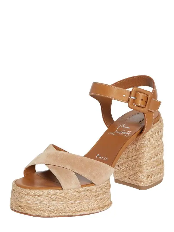 CHRISTIAN LOUBOUTIN Calakala Espadrille Platform Sandal - Lionne/ Terra