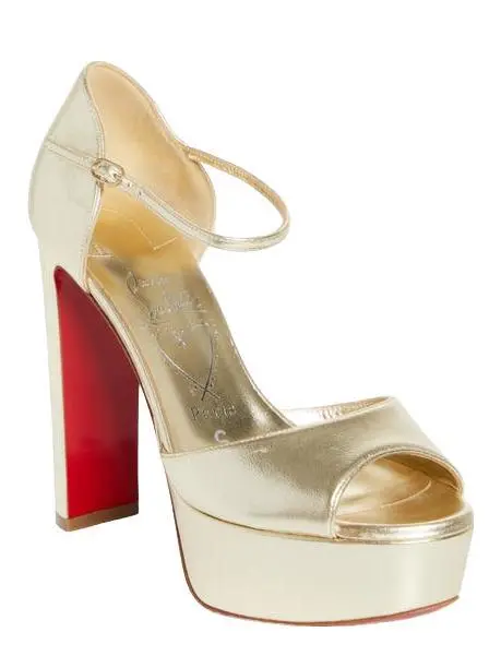 CHRISTIAN LOUBOUTIN Sandaloo Platform Sandals - G306 Platine/lin Platine