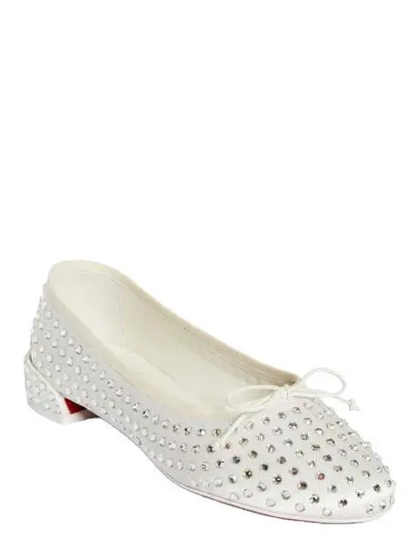 CHRISTIAN LOUBOUTIN Sweetie Jane Embellished Ballerina Flats - Version Ivory
