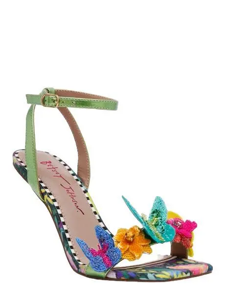 Betsey Johnson Apolo Ankle Strap Wedge Sandal - Black/aqua Multi