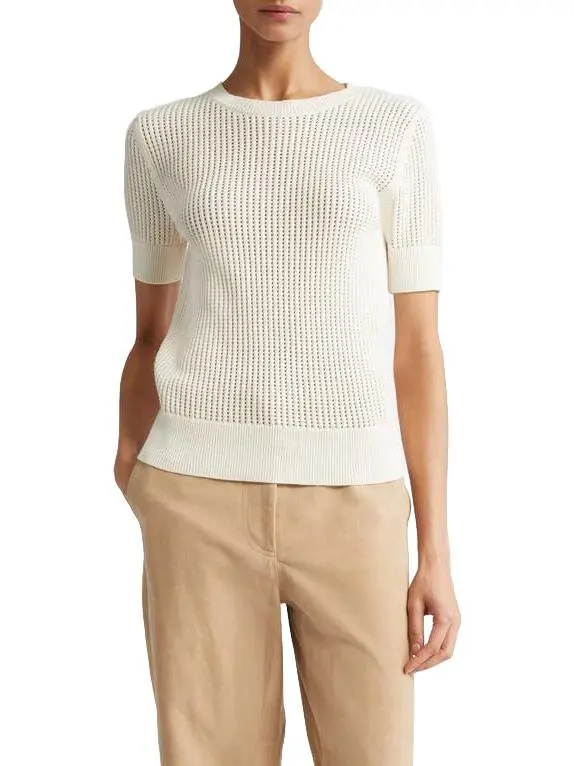 Max Mara Ebbri Open Stitch Short Sleeve Sweater - White