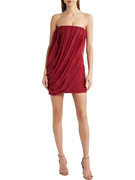 MISTRESS ROCKS Strapless Mini Dress - Pinot Noir