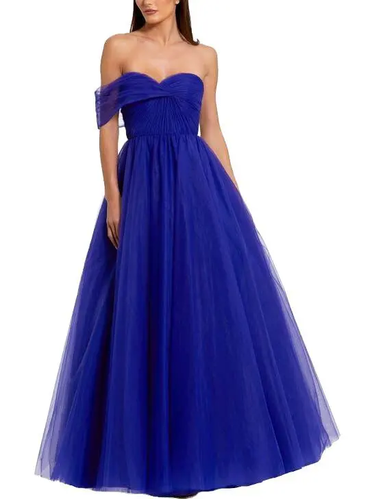 Mac Duggal Strapless Bustier Ball Gown - Cobalt