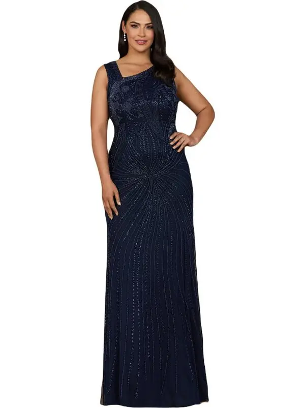 LARA NEW YORK Asymmetrical Gown - Navy