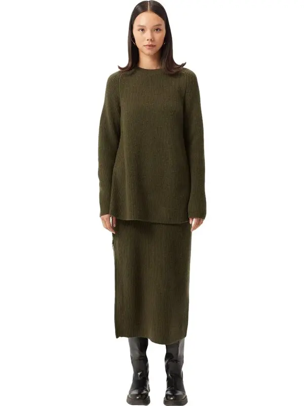 GOBI MONGOLIAN CASHMERE Cashmere Sweater With Side Zippers - Avocado