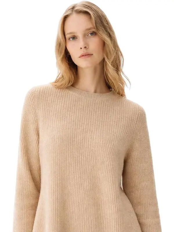 Gobi Cashmere Ribbed Sweater With Side Zippers - Warm Grey