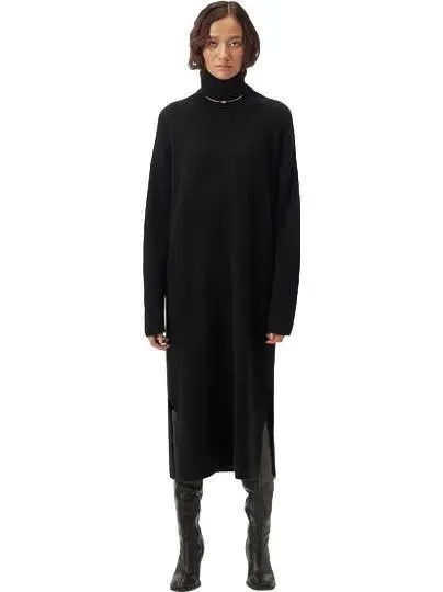 GOBI MONGOLIAN CASHMERE Cashmere Turtleneck Maxi Dress - Black