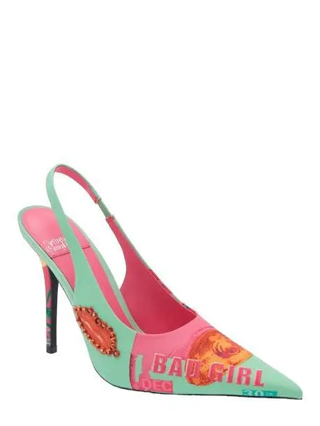 Jeffrey Campbell Surpass Slingback Pumps - Green Bad Girl Combo