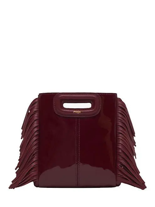 Maje Logo-embossed Fringed-trim Cross-body Bag - Burgundy