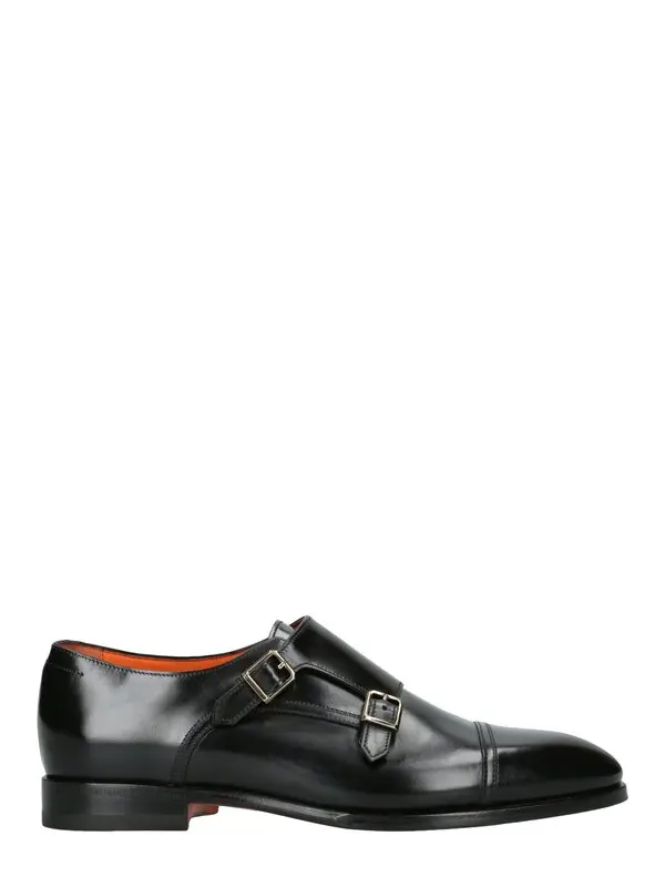Santoni Leather Adrian Blake Monk Shoes - Black